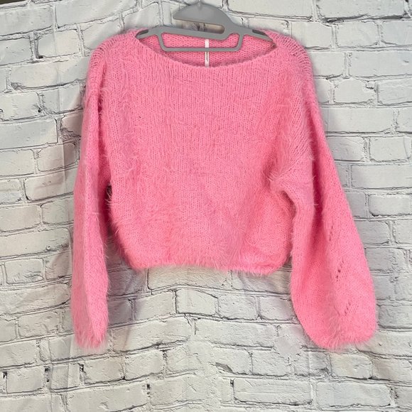 Anthropologie | Sweaters | Anthropologie Pink Fuzzy Sweater | Poshmark